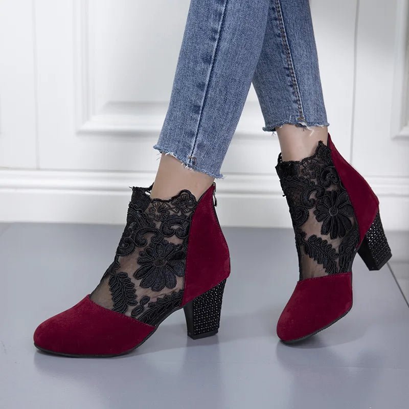 Estelle Velvet Lace High Heels – Weston Fletcher